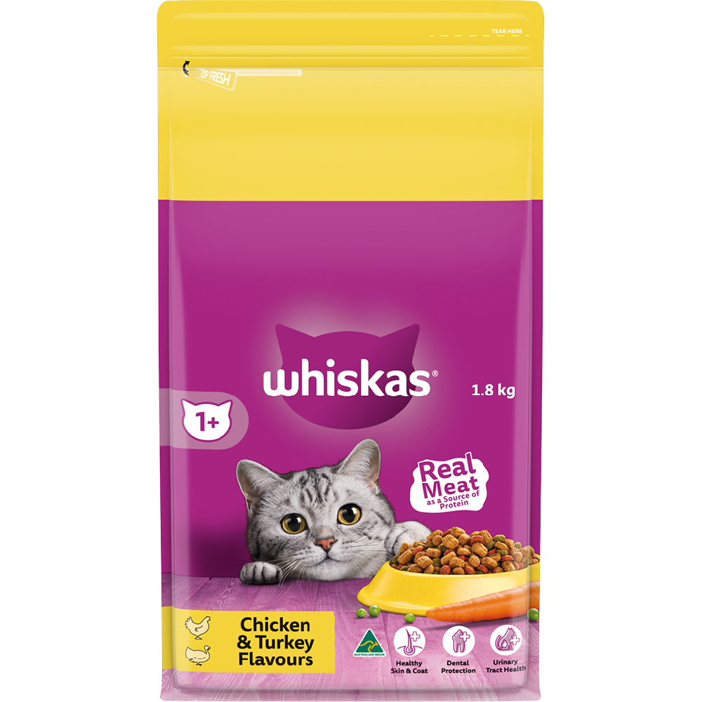 Adult Dry Cat Food with Chicken & Turkey | WHISKAS® AU