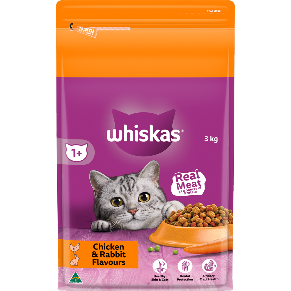 Adult Dry Cat Food with Chicken & Rabbit | WHISKAS® AU